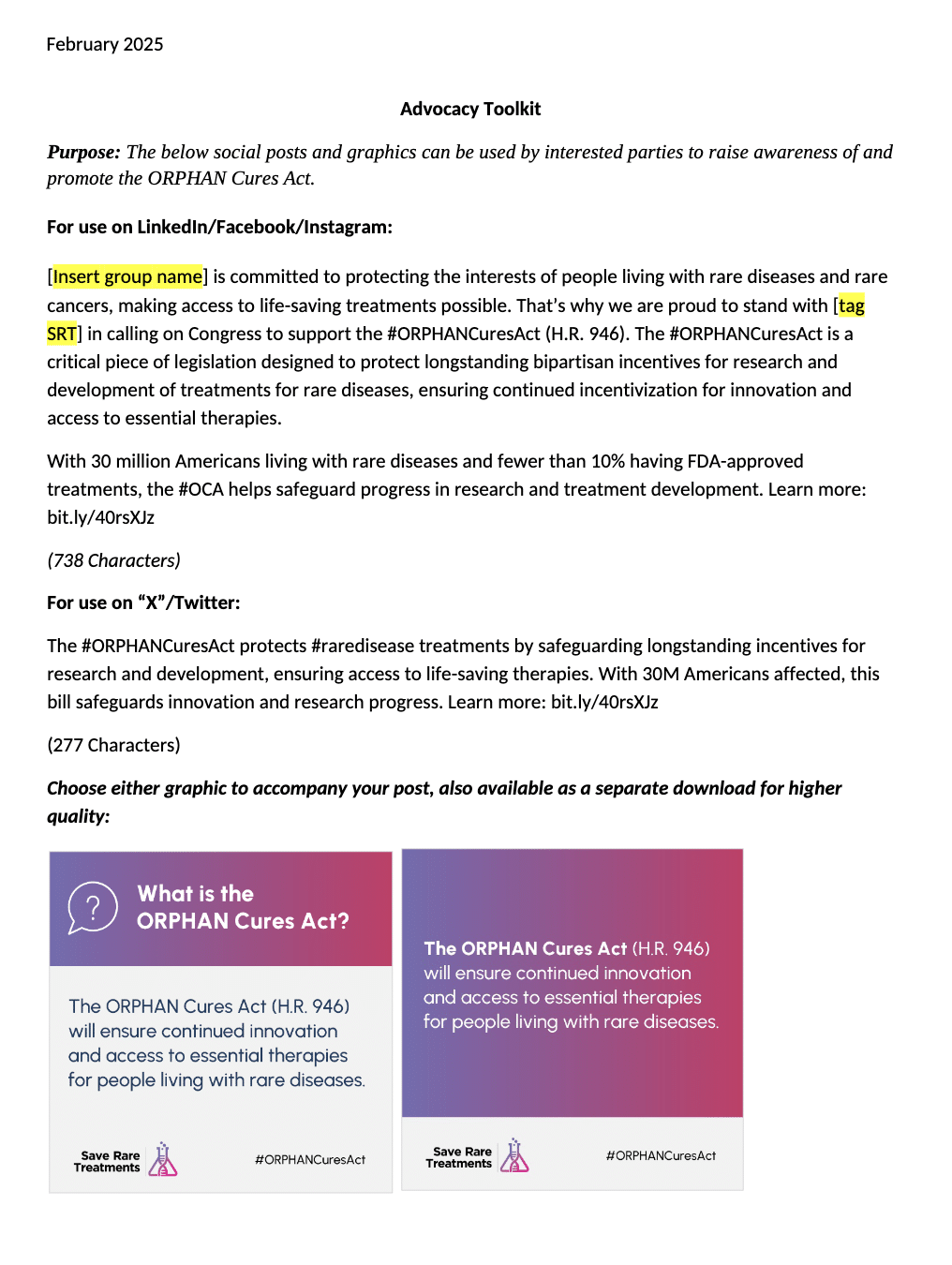 Advocacy Toolkit - Save Rare Treatments Task Force